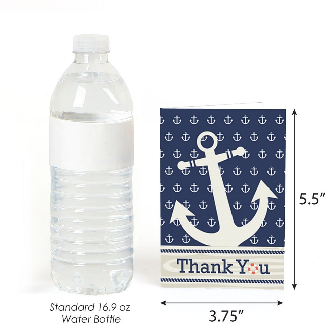 Big Dot of Happiness Ahoy - Nautical - Baby Shower or Birthday Party Thank You Cards (8 count)