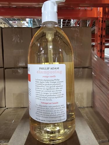 Phillip Adam Orange Vanilla Shampoo - Enriched with Apple Cider Vinegar - Boosts Shine - For All Hair Types - Sulfate Free & Paraben Free - 33.8 Ounce
