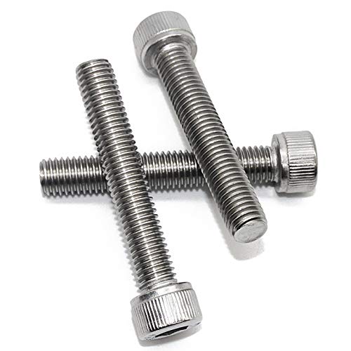 Fullerkreg M6-1.0 x 50MM Socket Head Cap Screws, Allen Socket Drive, Din 912, AISI 304 Stainless Steel (18-8), Full Thread, Bright Finish, Machine Thread, Quantity 10