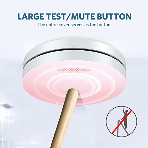 3 Pack Fire Alarms Smoke Detectors, HATHEPHS 10-Year Battery Ultra-Thin Photoelectric Smoke Alarm with Large Test/Silence Button, Adhesive Tapes Included