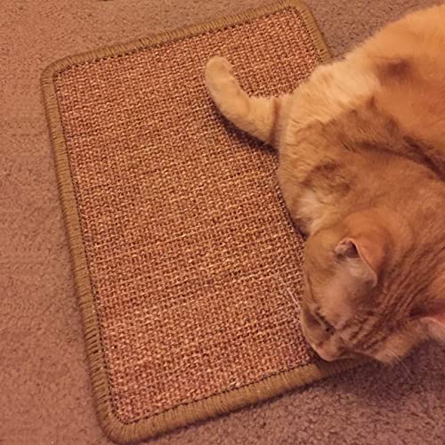 LSAIFATER Cat Scratching Mat, Natural Sisal Mat, Cat Scratch Furniture Protector, Horizontal Cat Floor Scratching Pad Rug, Protect Carpets and Sofas (11.8x14.9 inch, Brown)