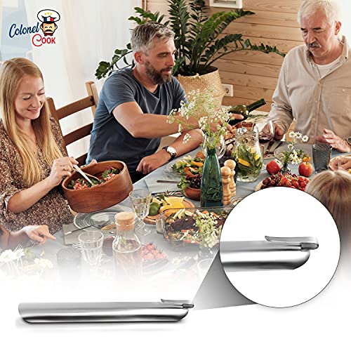 Colonel Cook✮✮ - Crumb Sweeper - Stainless Steel Waiter's Table Scraper with Storage Clip Holder - Food Remover, Cleaner, Scooper for Restaurant, Small Desk Cleaning Tool