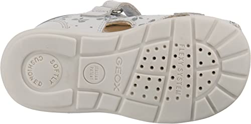 Geox Baby Girls Low-Top Trainers First Steps, White Silver, 3 Infant