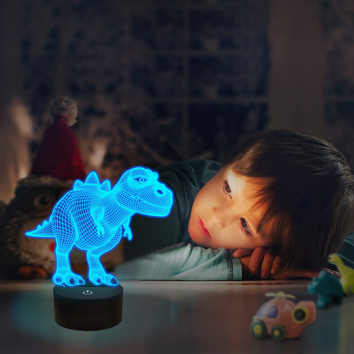 FULLOSUN Night Light for Kids Dinosaur T-rex 3D Night Light Bedside Lamp 16 Colors Changing with Remote Control, Xmas Halloween Birthday Gift for Child Baby Boy