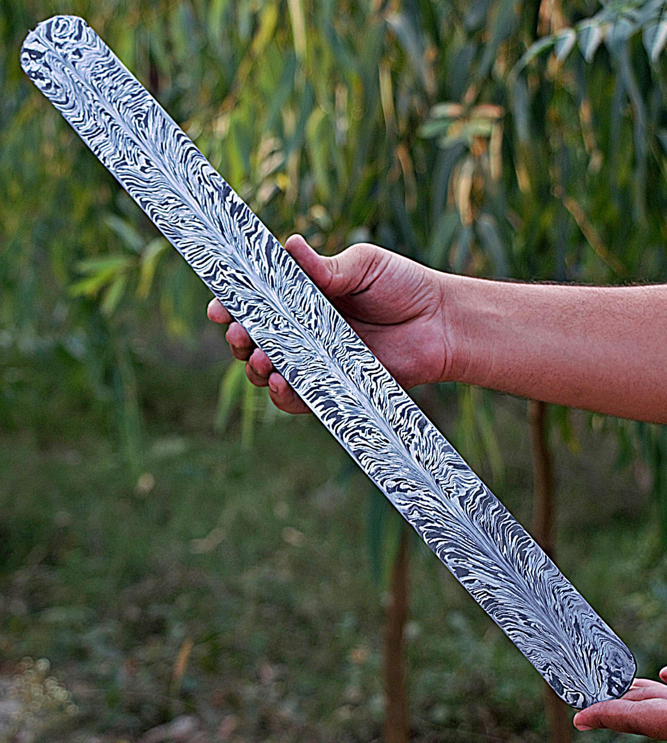 JNR Traders Feather Damascus Billet - Knife Making Supplies - Damascus Bar Stock 20 Inches 3783