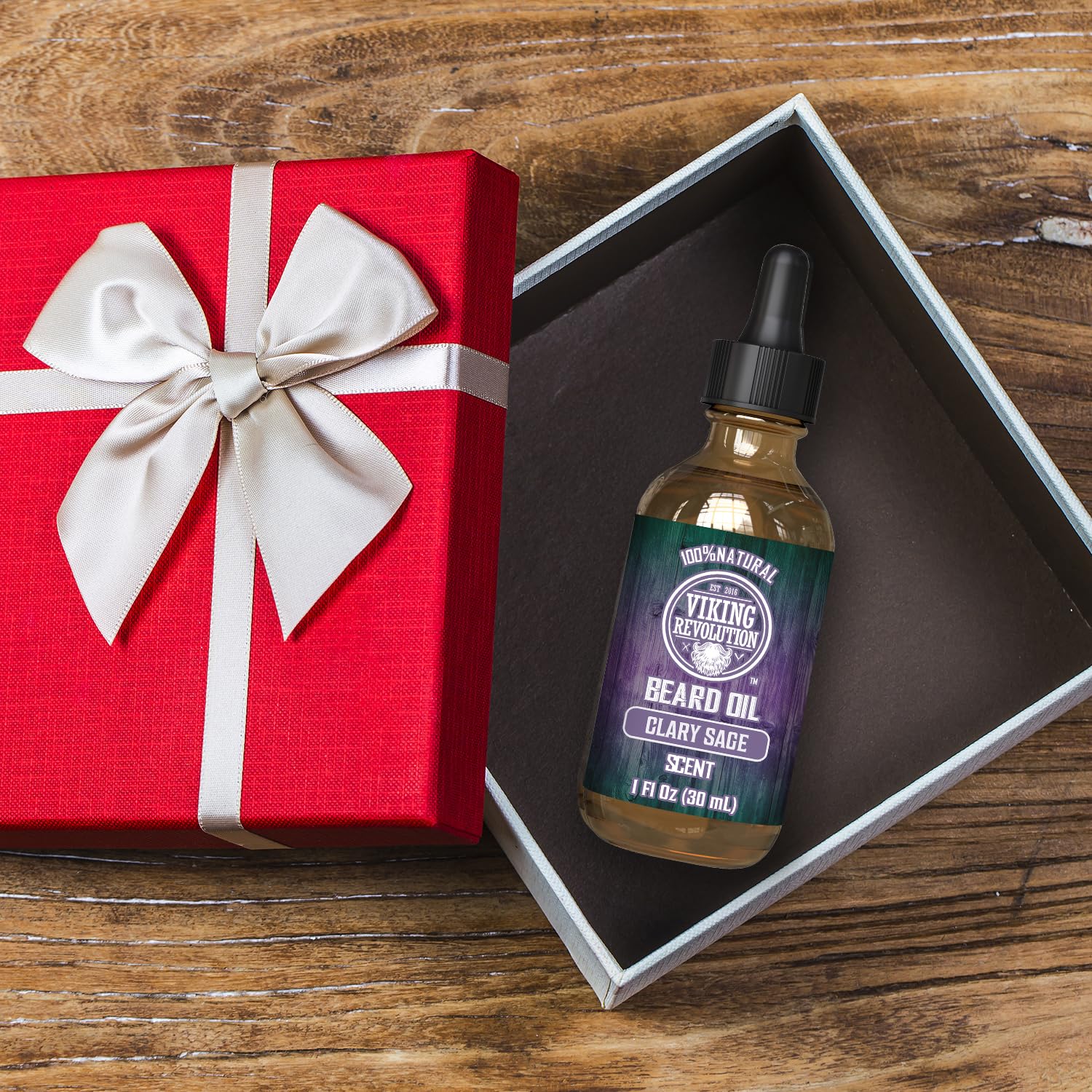Viking Revolution Beard Oil with Clary Sage for Men - Natural Blend with Argan and Jojoba Oils for Softening, Strengthening, and Moisturizing