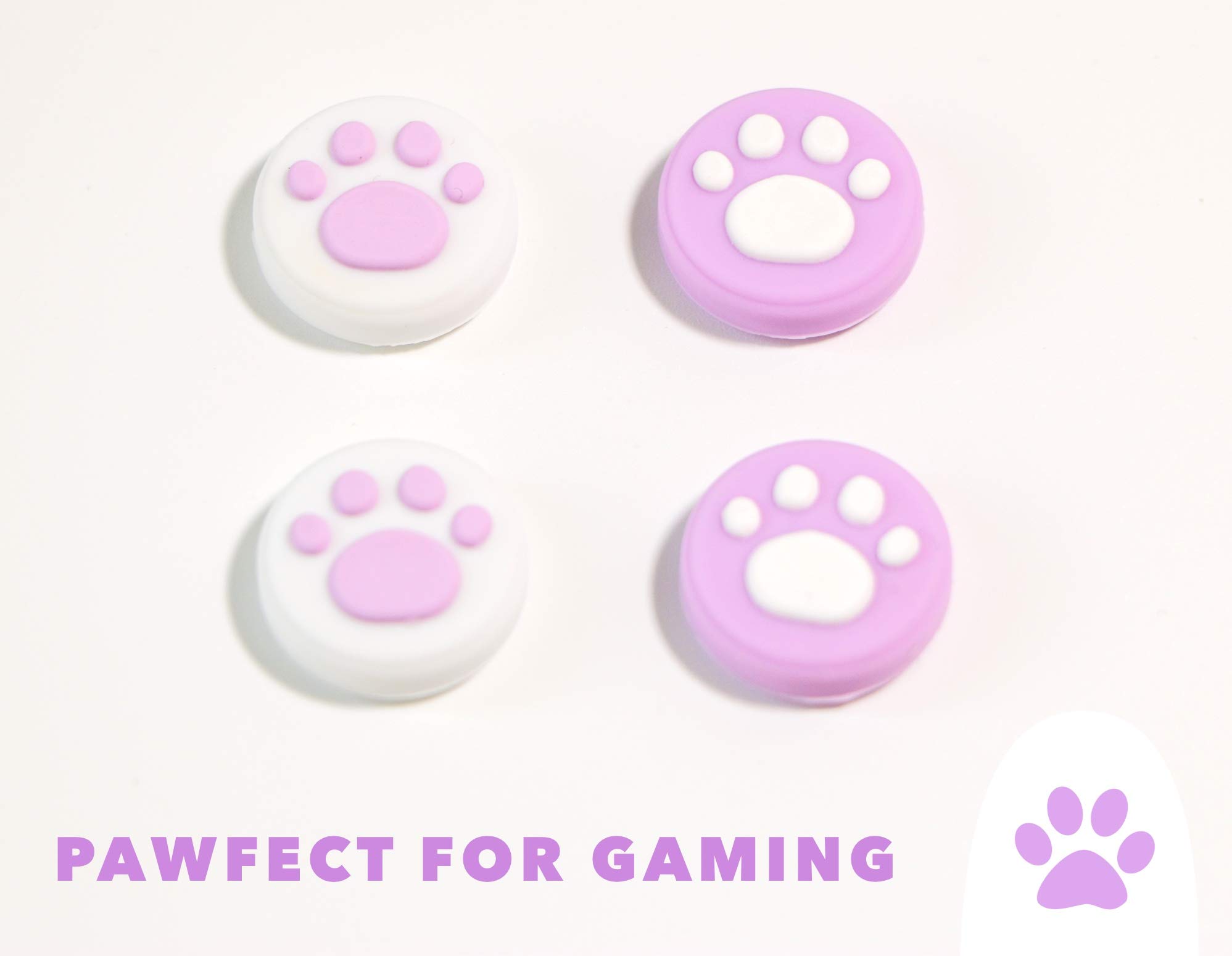 BelugaDesign Paw Thumb Grip Caps | Compatible with Nintendo Switch Standard Lite OLED | Cute Kawaii Animal Joystick Cap, Soft Silicone Cover for Controller | Pack of 4 (Purple)