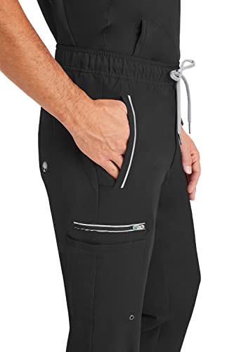 Healing Hands 6 Pocket Mens Scrubs Pant HH360 9171 Noah Cargo Scrub Pant for Men Full Elastic with Drawstring Black MSH