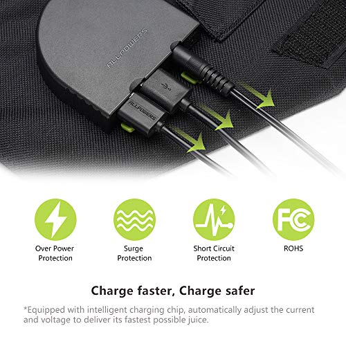 ALLPOWERS Portable Solar Panel 100W (Dual 5v USB with 18v DC Output) Monocrystalline Solar Charger Foldable Solar Panel for Laptop, Generator, 12v Car, Boat, RV Battery