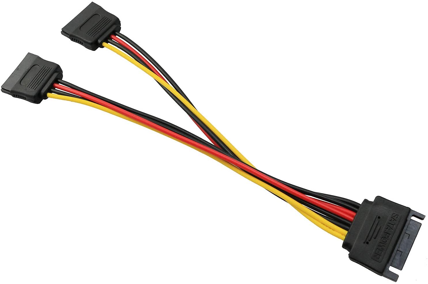 Longdex SATA Power Extension Cable 5PCS 20cm SATA Power 15-Pin Male to 2 x 15P Female Y Splitter Cable Adapter