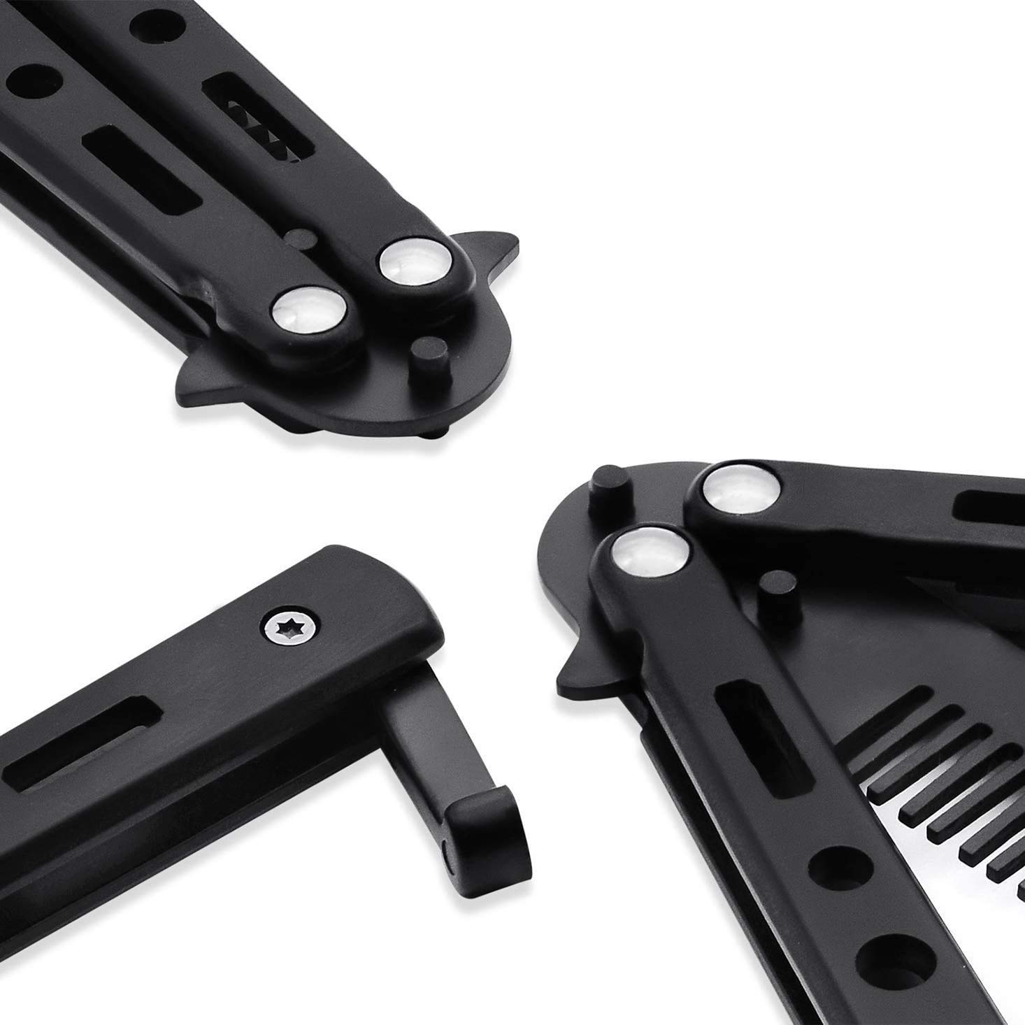 Stainless Steel Beard Comb Men's Hair, Beard and Mustache Styling Comb Steel Practice Training Butterfly Comb (Black)