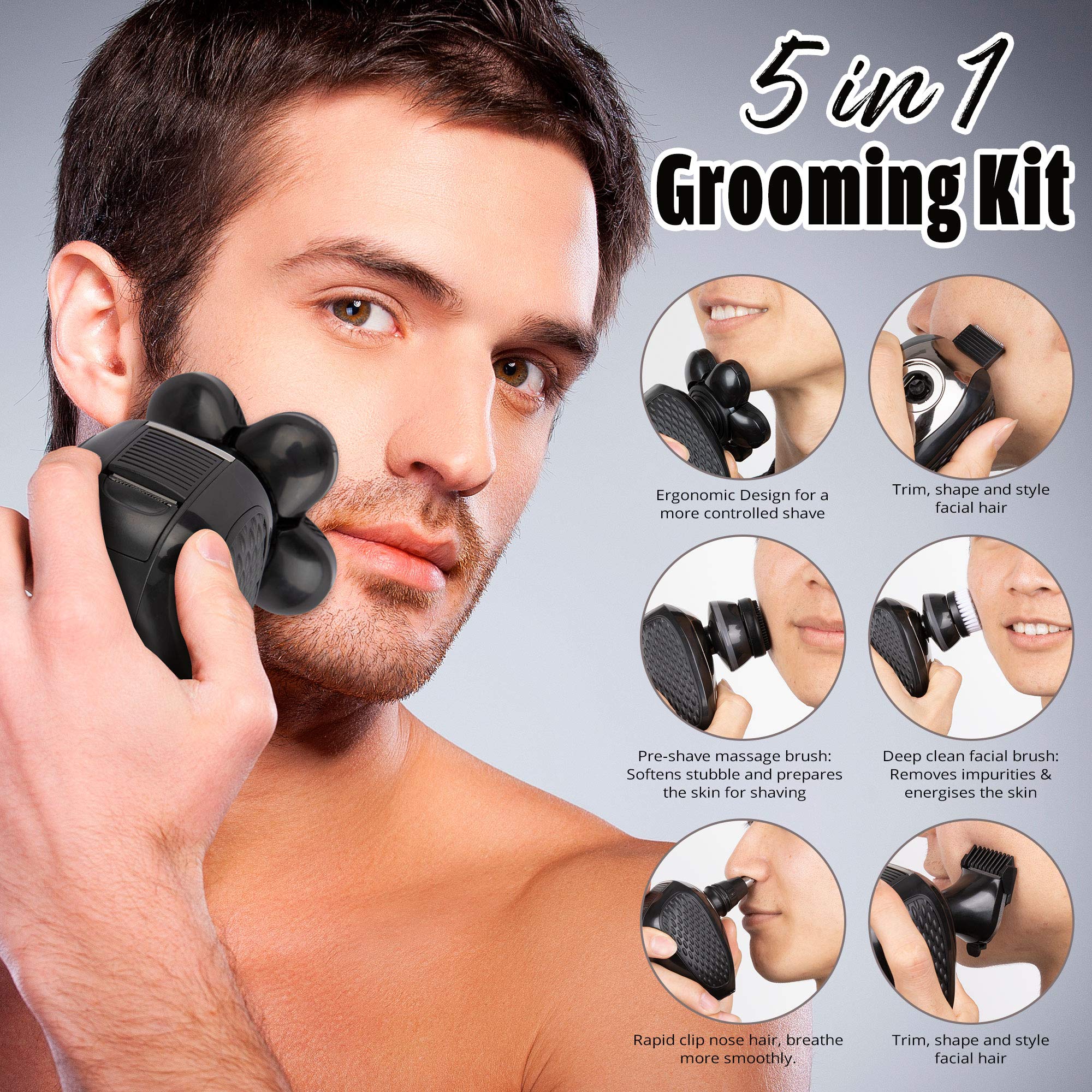 AidallsWellup Men’s 5-in-1 Electric Head Shavers for Bald Men, Head Shavers for Men, Ergonomic Design, Cordless, and Rechargeable, Easy to Use and Clean.…