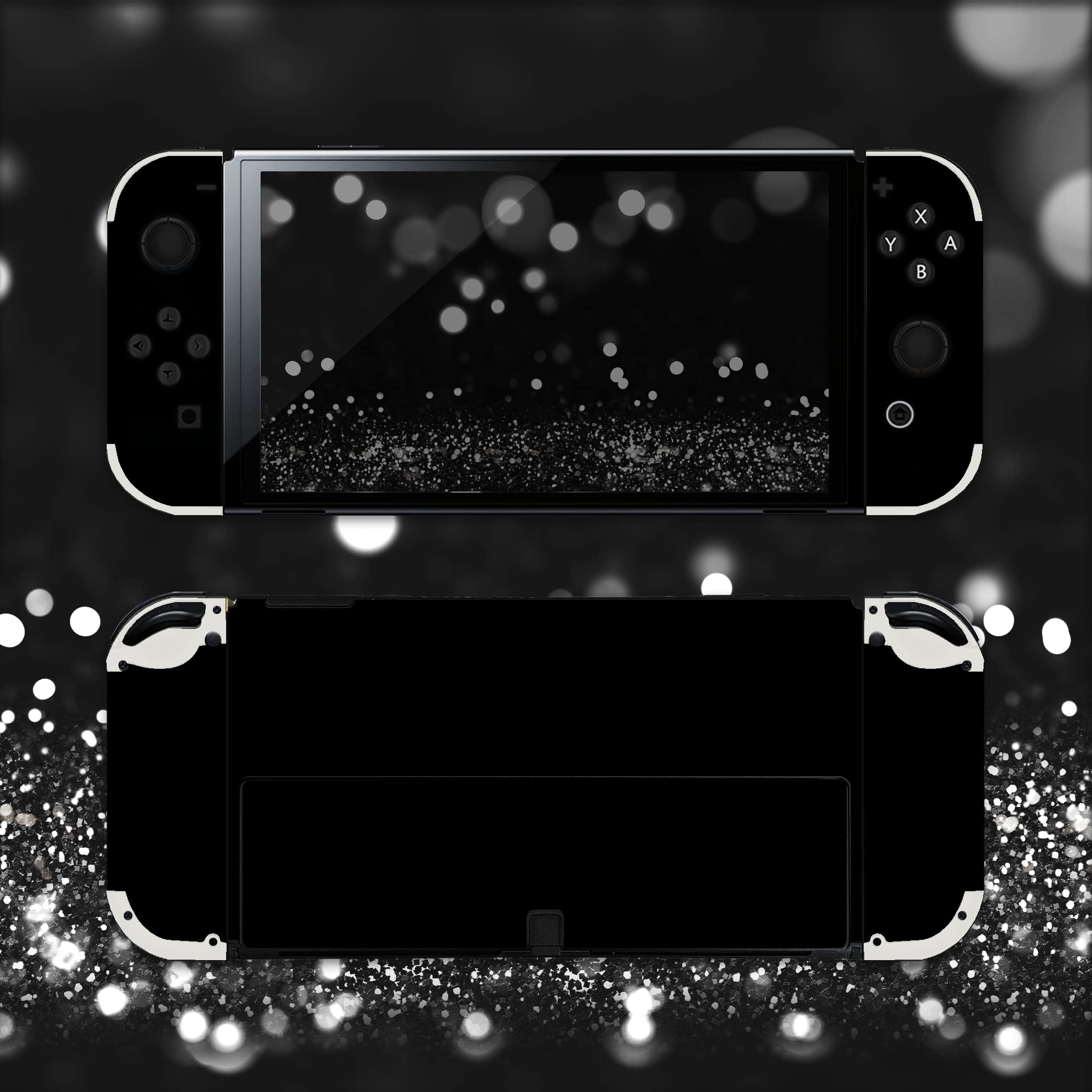BelugaDesign Solid Color Switch Skin | Cute Pastel Sticker Wrap Vinyl Decal | Compatible for Nintendo Switch (Switch OLED, Black)