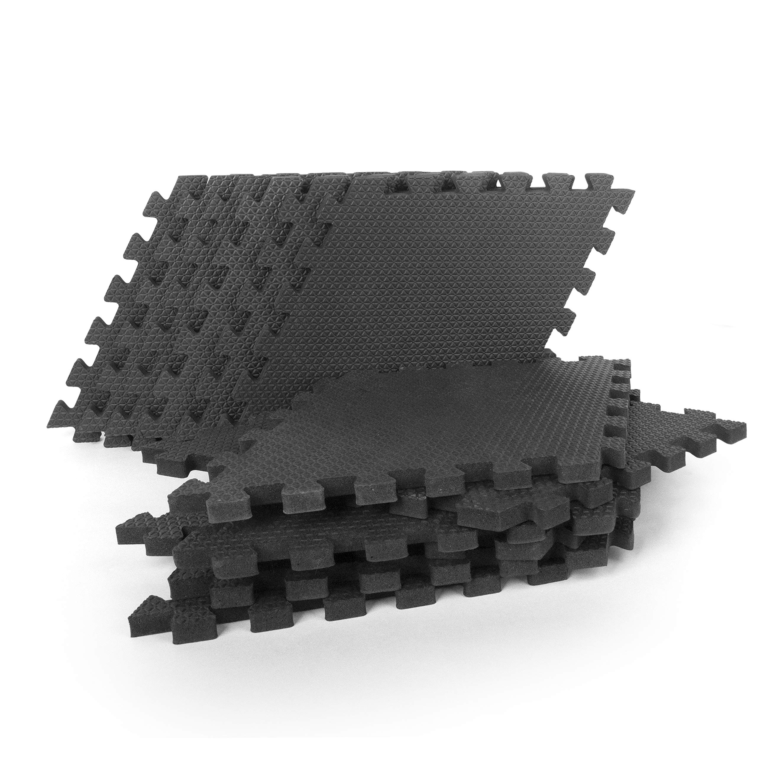 Tadpoles 12-Piece Rhombus Shaped Playmat | Interlocking Foam Mats | Soft and Durable | Total Floor Coverage of 54โ x 40โ | Ideal for the Playroom, Den, Bedroom, and More | For Kids and Adults | Black