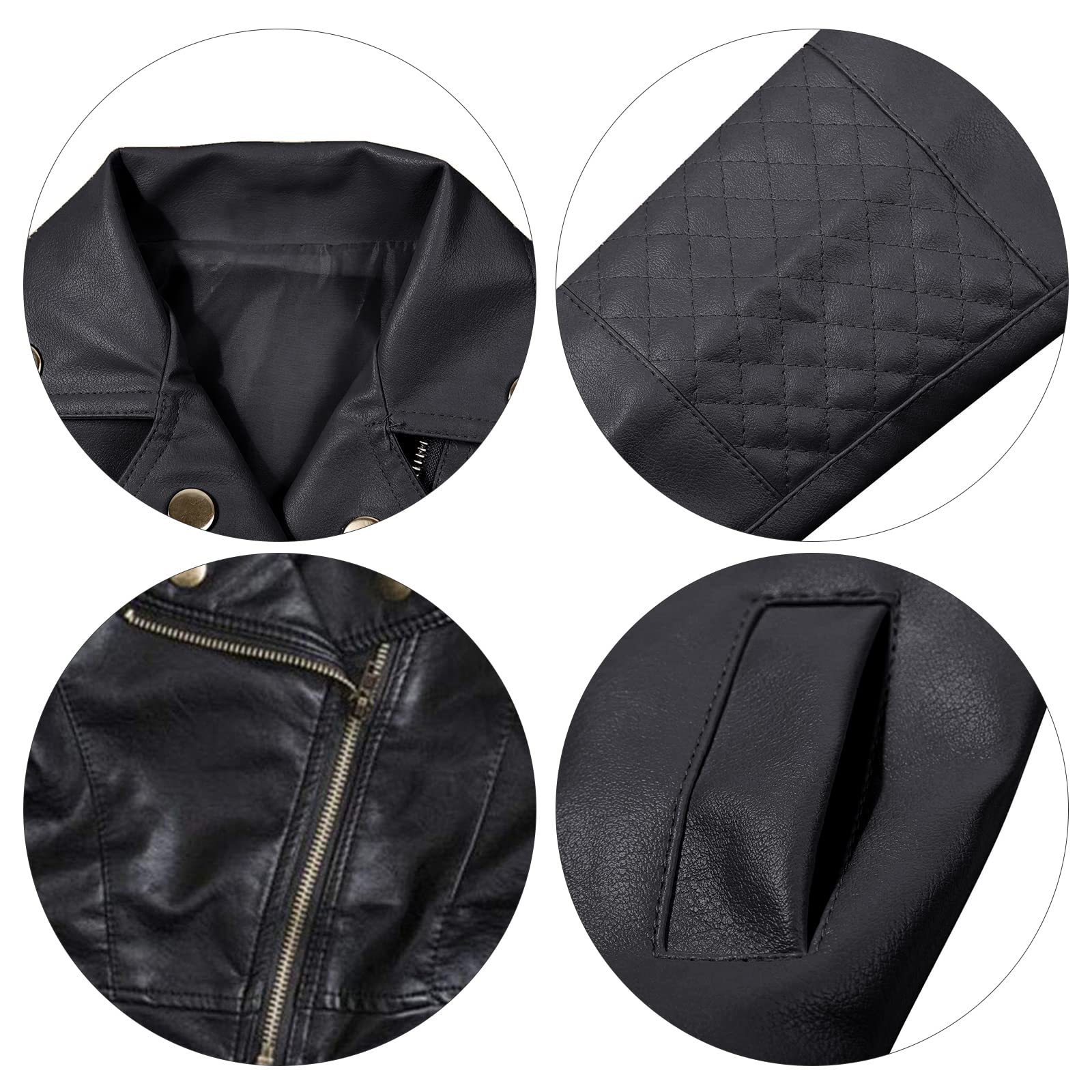 UNIQUEONE Baby Boys Girls Kids Outfits Spring Autumn PU Faux Leather Lapel Jacket Oblique Zipper Outerwear Coat size 6-12 Months/Tag5 (Black)