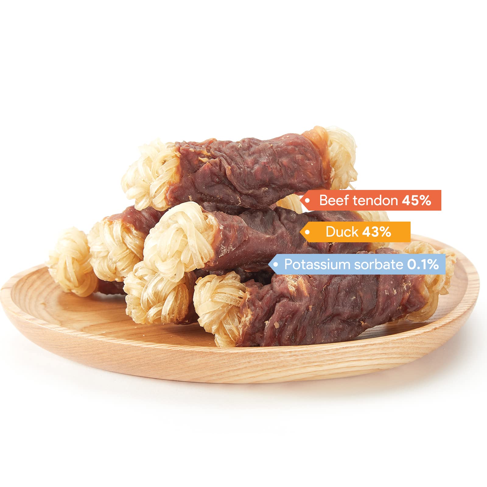 Jungle Calling Beef Tendons for Dogs, Duck Wrapped Tendons Dog Chews Long Lasting Hip and Joint Supplement for Dogs with Glucosamine (Knotted Bone)