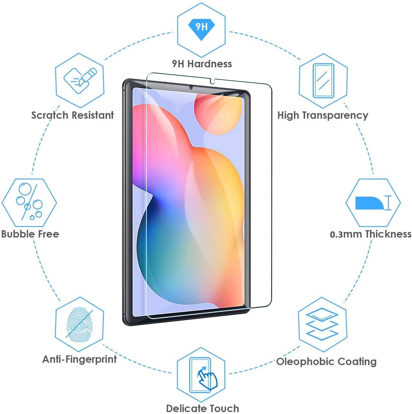 TANTEK [2-Pack Screen Protector for Samsung Galaxy Tab S6 Lite(SM-P610/P615,2020) 10.4 inch,Tempered Glass Film,Ultra Clear,Anti Scratch,Bubble Free,S-Pen Compatible