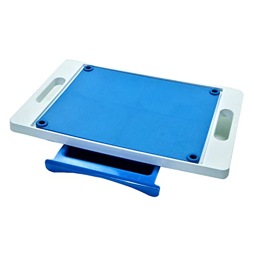 Karving King Dripless Cutting Board 2 in 1 System Non Slip Feet & Spikes Hold Food in Place while Carving Juice Groove Fills Drip Collection Drawer for Gravy & Easy Clean Up - Blue