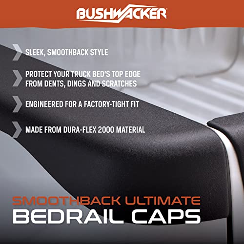 Bushwacker Ultimate BedRail Caps - SmoothBack w/ Stake Holes | 2-Piece Set, Black, Smooth Finish | 48522 | Fits 2007-2014 Chevrolet Silverado 1500, 2500 HD, 3500 HD w/ 8.1' Bed (Excludes Dually)