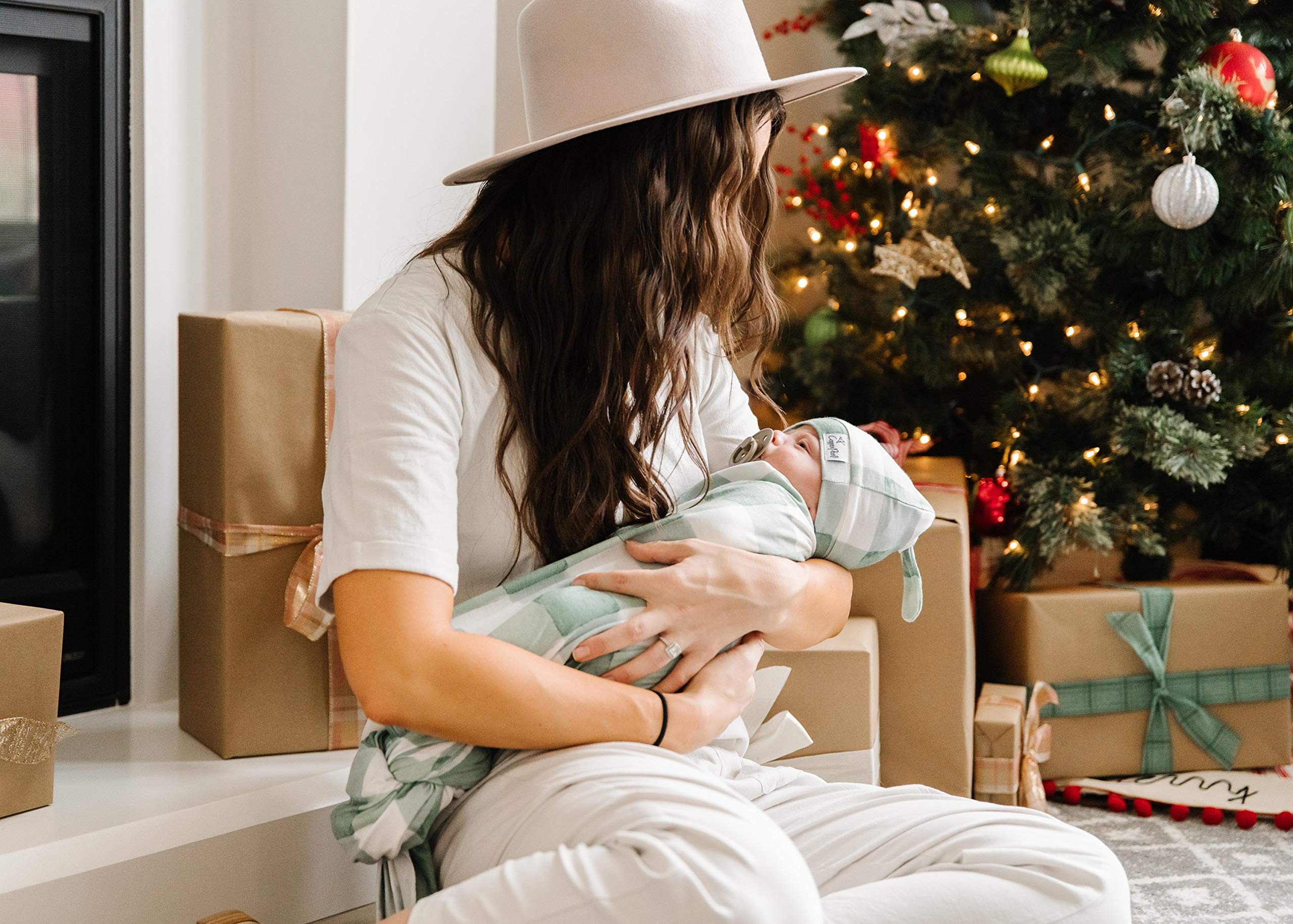 Large Premium Knit Baby Swaddle Receiving Blanket "Pine" by Copper Pearl