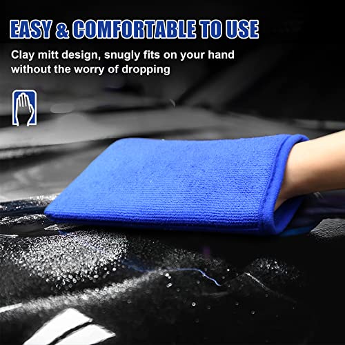GMISUN Clay Mitt, 2 Pack Clay Bar Mitt for Car Detailing, Medium Grade Magic Car Wash Mitt Auto Detailing, Scratch Free and Paint Safe for Car Detailing Cleaning Polishing Paint, Glass, Wheels