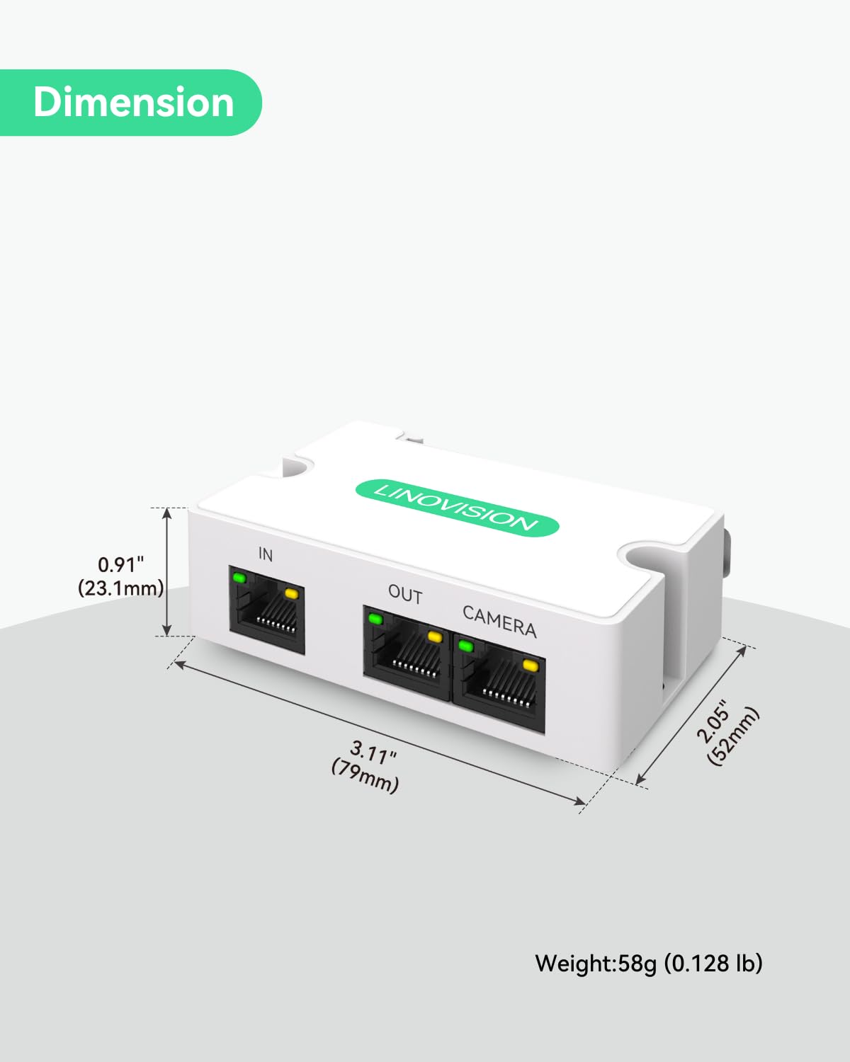 LINOVISION Mini 2 Port POE Extender Up to 1000ft Power Over Ethernet Over Cat5/6 Cable, POE Splitter to 2 POE Devices Like IP Cameras, IP Phone