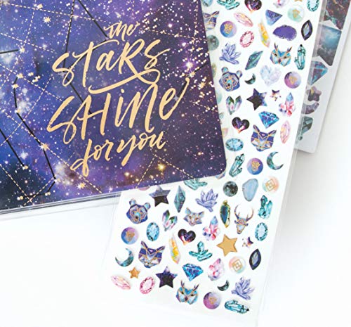 Paper House Productions SET-0010 Stargazer Accessory Bundle-Includes 18 Month Undated Planner 3 Sticker Styles Washi Tape