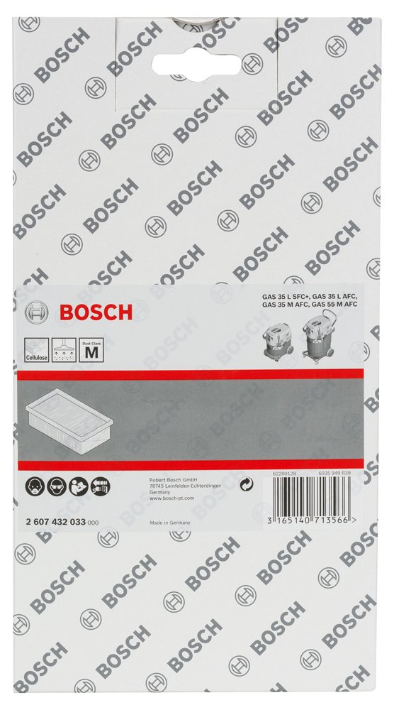 2607432033 BOSCH GAS 35/55 CELLULOSE FLAT PLEATED FILTER