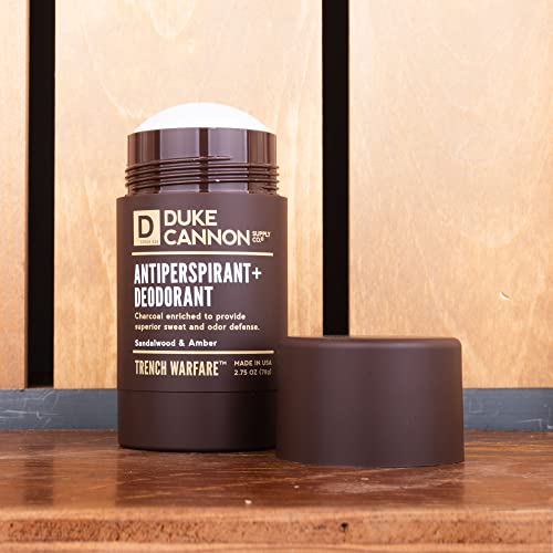 Duke Cannon Supply Co. Trench Warfare Antiperspirant & Deodorant for Men Sandalwood&Amber Multi-Pack - Enriched with Activated Charcoal, Maximum Strength for Sweat & Odor Protection, 2.75 oz (3 Pack)