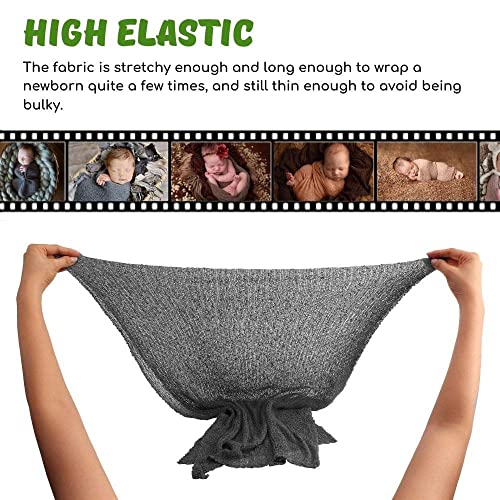 Sunmig Newborn Photography Props, 3 Pcs Baby Stretch Wraps, Professional Baby Photo Props Long Ripple Wrap, for 0-6 Months Baby (Dark Grey+Coffee+Brown)