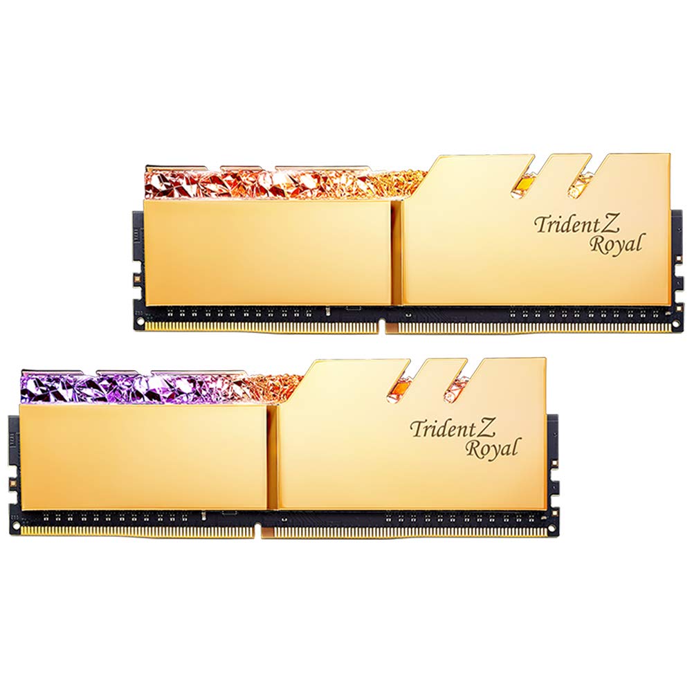 G.SKILL Trident Z Royal Series (Intel XMP) DDR4 RAM 32GB (2x16GB) 3200MT/s CL16-18-18-38 1.35V Desktop Computer Memory UDIMM - Gold (F4-3200C16D-32GTRG)