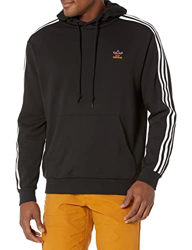 adidas Originals Men's 3 Stripe Hoodie, Black/Team Power Red/Team Collegiate Gold/White, X-Large