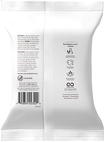 Burt's Bees Baby Face & Hand Cloths, Unscented Cleansing Wipes - 30 Wipes