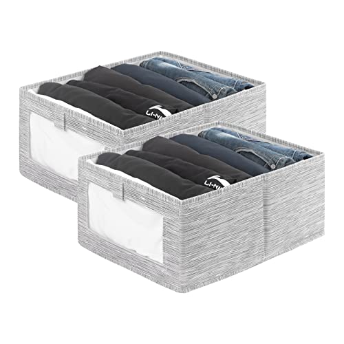 BAIYOUKE 2 Pack Storage Baskets, Foldable Organizing Basket Bin for Home, Nursery, Closet & Shelves Organization | Storage Basket Cube Shelf Organizer (Grey)