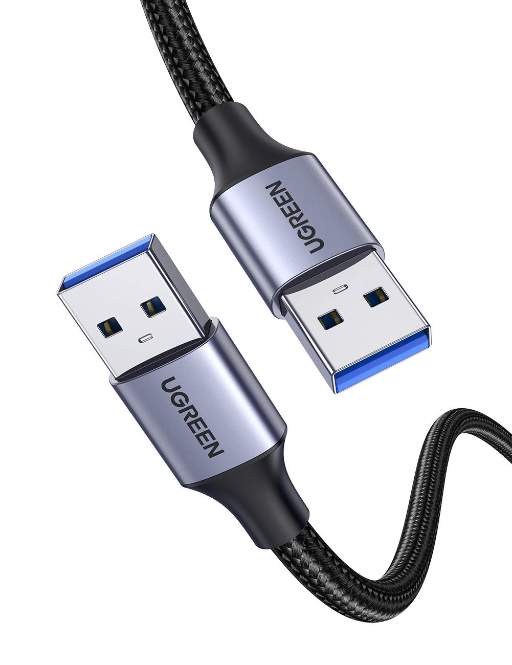 UGREEN USB 3.0 A to A Cable 3FT USB to USB Male to Male Nylon Braided Type A to Type A Cable Compatible with Hard Drive Enclosures DVD Player Laptop Cooler