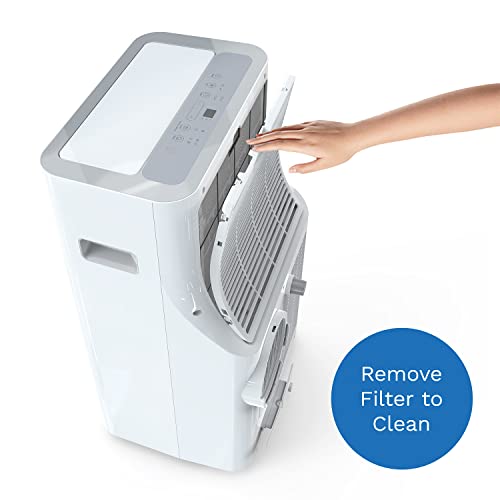 hOmelabs 7,200 BTU Portable Air Conditioner - Quiet AC Unit Cools Rooms up to 450 Square Feet - with Wheels, Washable Filter, Remote Control and LED Indicator Lights