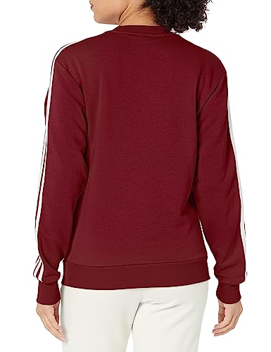 adidas Women's Essentials 3-Stripes Fleece Sweatshirt, Shadow Red/White, X-Small