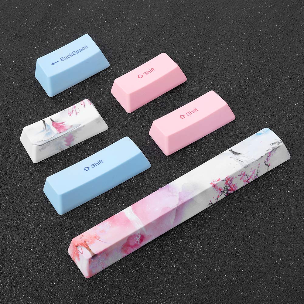 Richer-R PBT Keycaps Set, 73PCs Sublimation Keycaps PBT Mechanical Keyboard Accessory Five-Faced Dyed Anime Style, for MX Switches Mechanical Gaming Keyboard(73 keycap)