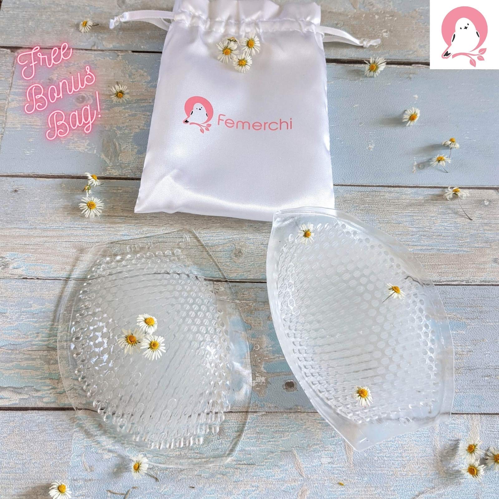 Femerchi Silicone Bra Inserts Pads for Sizes A-D – Breathable, Nonslip Breast Enhancers Inserts – Reusable, Washable Bra Pads Inserts Push Up – Semi-Adhesive Design for Bra, Bikini, Sports Bra
