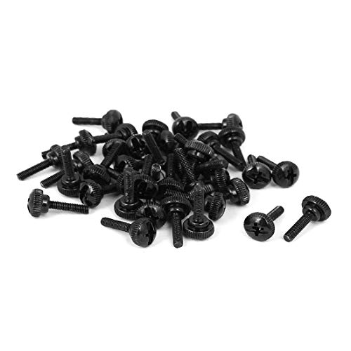 New Lon0167 M3 x Featured 12mm Knurled Phillips reliable efficacy Head Thumb Screw Black 40pcs for Computer PC Case(id:d27 00 31 8db)