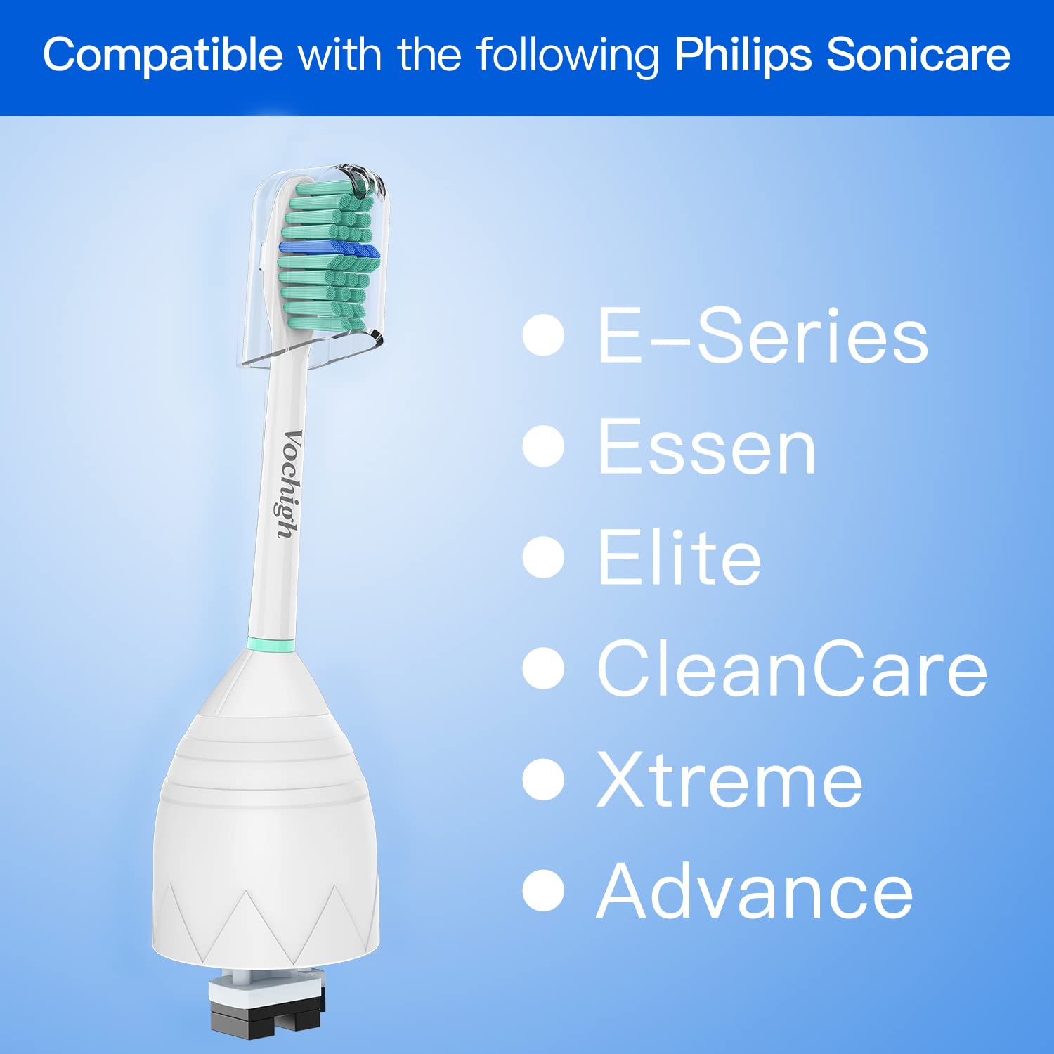 Vochigh Replacement Toothbrush Heads Compatible with Philips-Sonicare: fits e-Series HX7022 CleanCare & Xtreme Screw-on Electric Brush Handles, 6 Pack