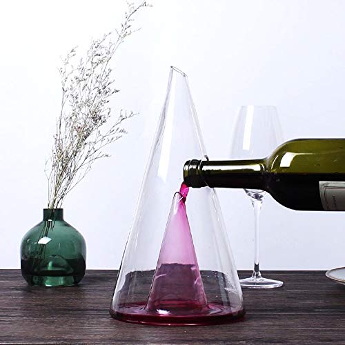 Product Waze Wine Decanter - 750ml Pyramid-Shaped - Wine/Whiskey Decanter - Hand Blown Lead-Free Crystal Glass Decanter - Red Wine Carafe - Wine Gift - Wine Accessories