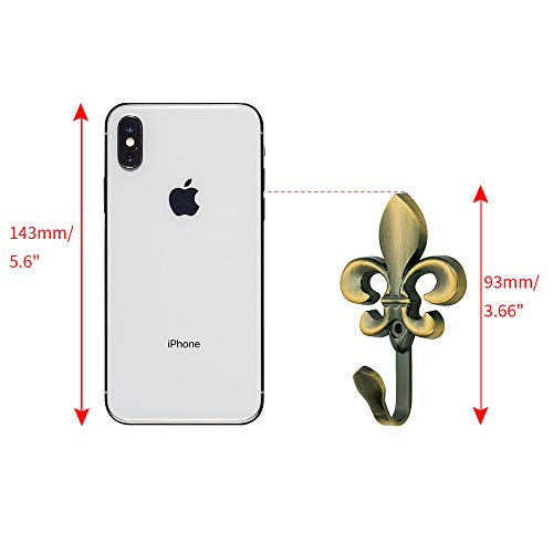 GoYonder Decorative Wall Hanging Coat Hooks Zinc Alloy Curtain Tieback Holders Screws Set of 4 Flower Shape (Bronze)
