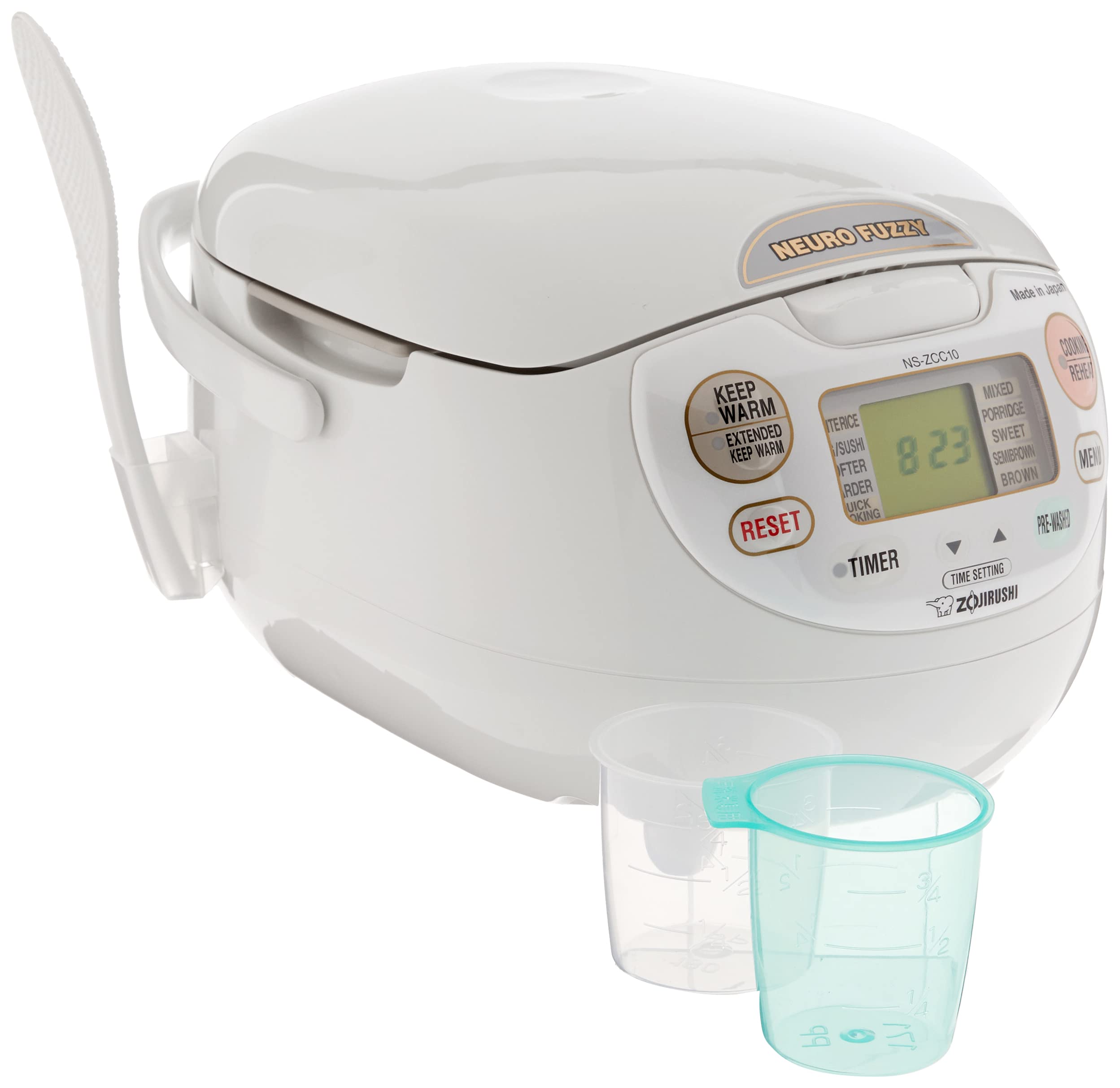 Zojirushi Micom Water Boiler and Warmer, 169 oz/5.0 L, White & NS-ZCC10 Neuro Fuzzy Rice Cooker, 5.5-Cup, White