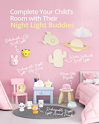 SomeShine Kids Night Light - Detachable Tiger Wall and Desk Kawaii Lamp with Mount, Touch Operation, 1 Hour Auto-Off Timer, and Adjustable Brightness, Safe and Durable Nursery Night Light for Kids