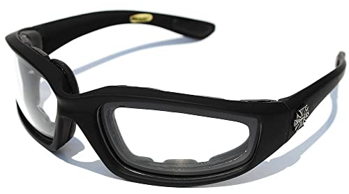 3 Pairs of Choppers Glasses Padded Frame Clear Yellow Smoke Lense Block 100% UVB for Outdoor Activity Spot