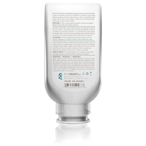 Billy Jealousy Original Beard Control Leave In Beard Conditioner for Men with Aloe Leaf Juice and Jojoba Seed Oil, Softens Hair and Skin, Light Hold with Matte Finish, 8 Fl Oz