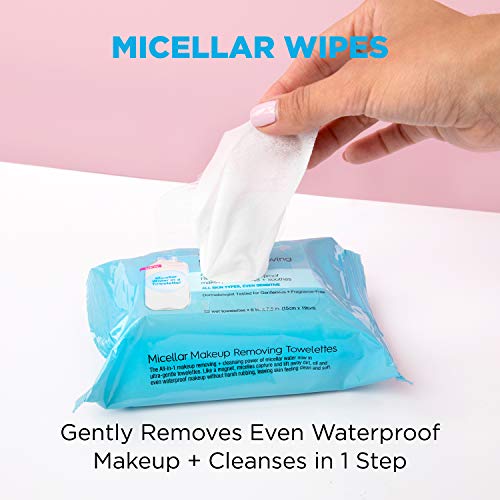 Garnier Micellar Facial Cleanser & Makeup Remover Wipes for Waterproof Makeup (25 Wipes), 2 Count (Packaging May Vary)