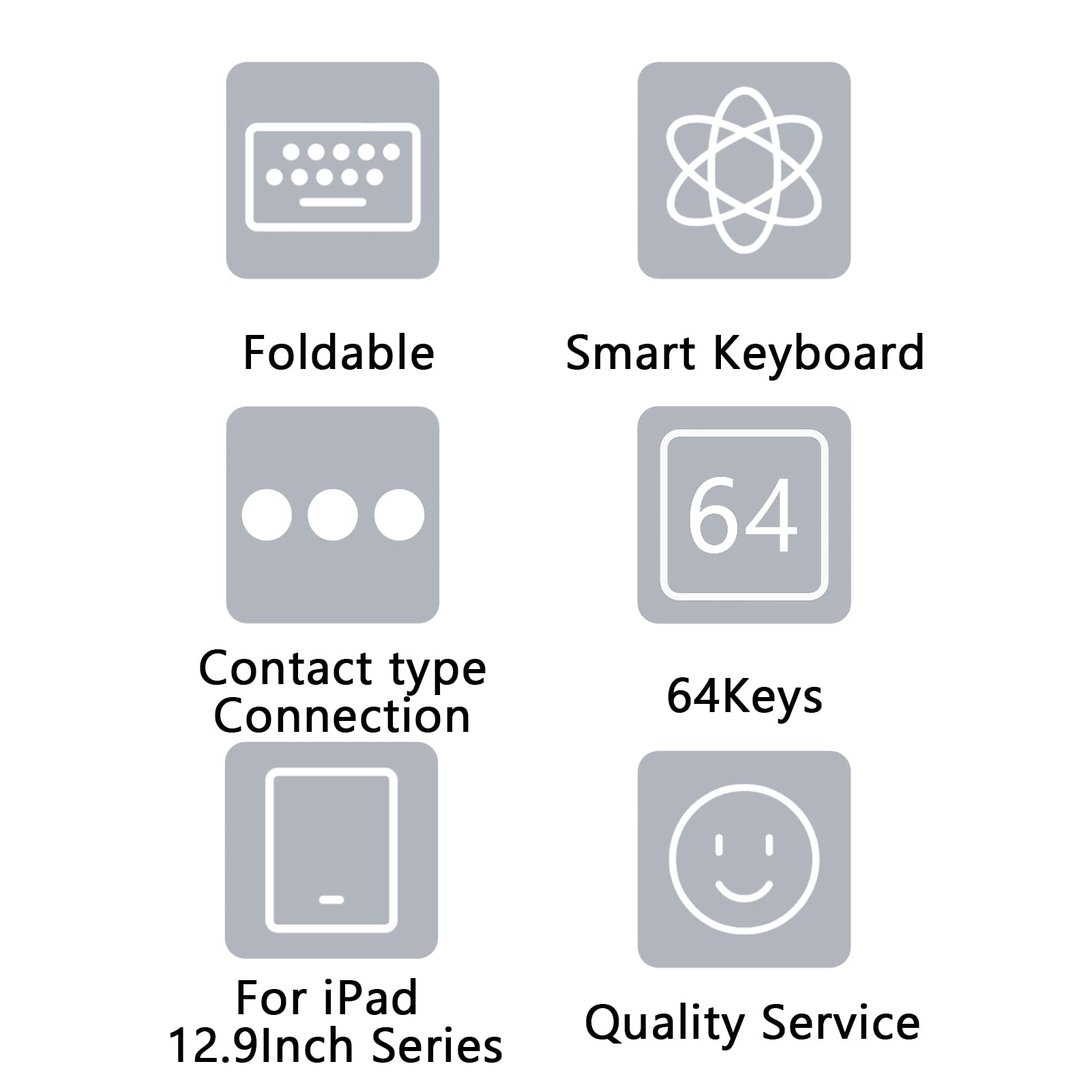 Smart Keyboard for Ipad pro, 12.9in Portable Tablet Intelligent Carrying Foldable Ultra-Slim Keyboard with 64 Keys for Ipad Pro 2nd Generation & 1st Generation