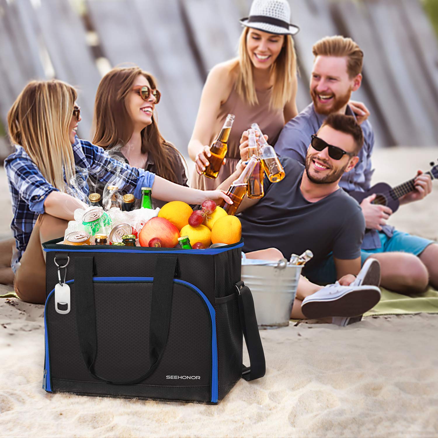 45-Can Insulated Cooler Bag Leakproof Soft Sided Cooler Bag Collapsible Portable Cooler for Camping Picnic Lunch BBQ Beach